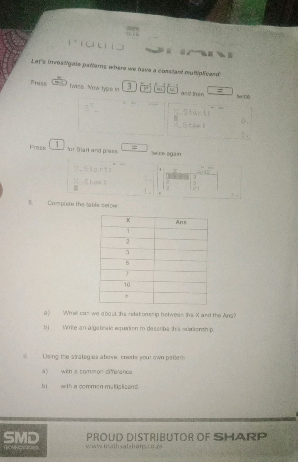 8. Complete the table below: | X | Ans | | StudyX