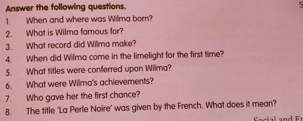 1. When and where was Wilma born? 2. What is | StudyX