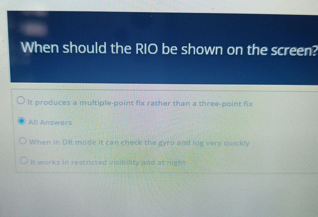 When should the RIO be shown on the screen? | StudyX