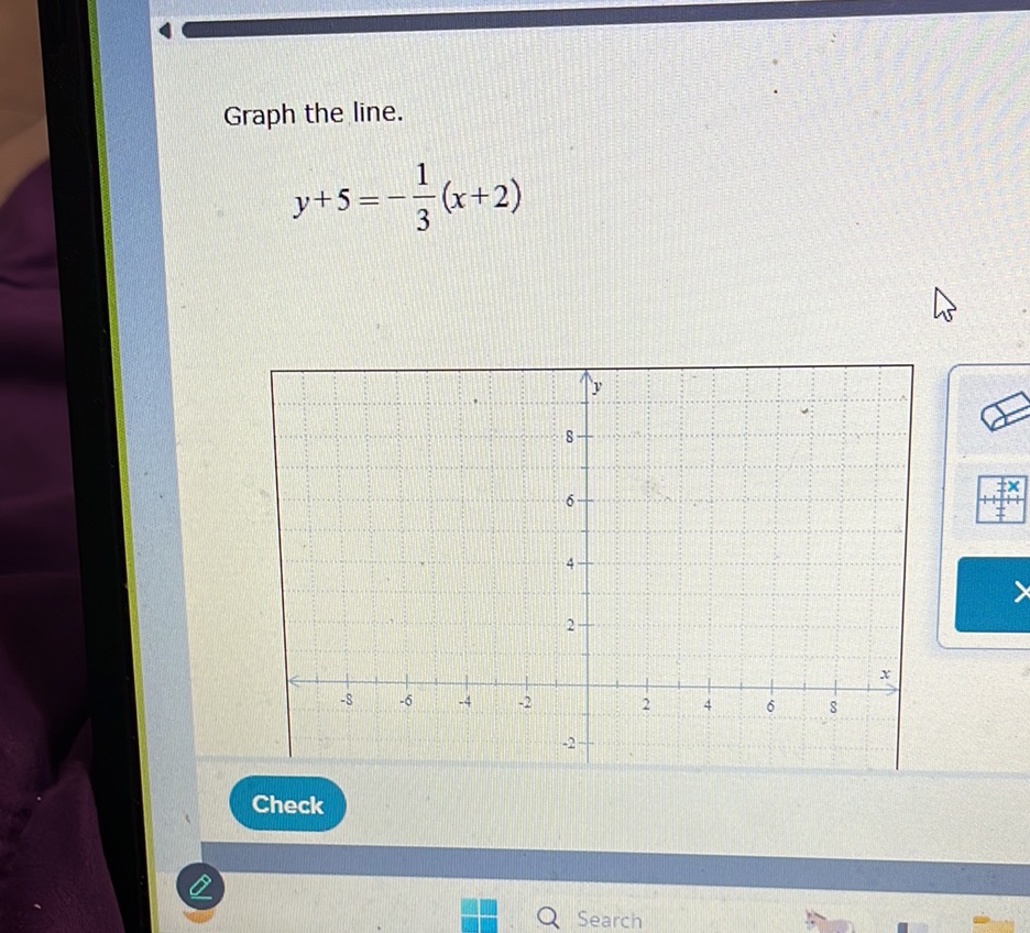 Graphing a line: y + 5 = -1/3(x + 2) | StudyX