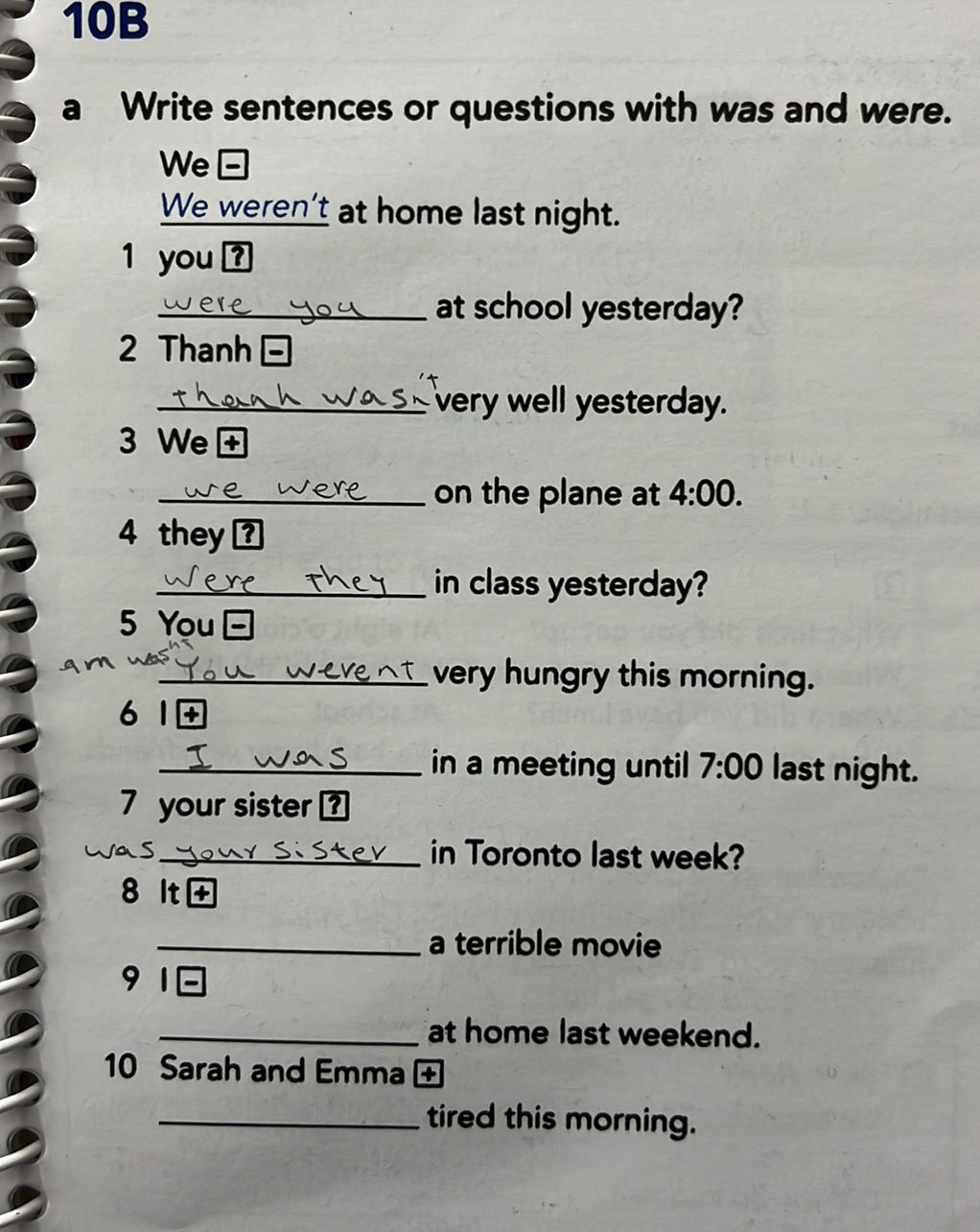 Write sentences or questions with was and | StudyX