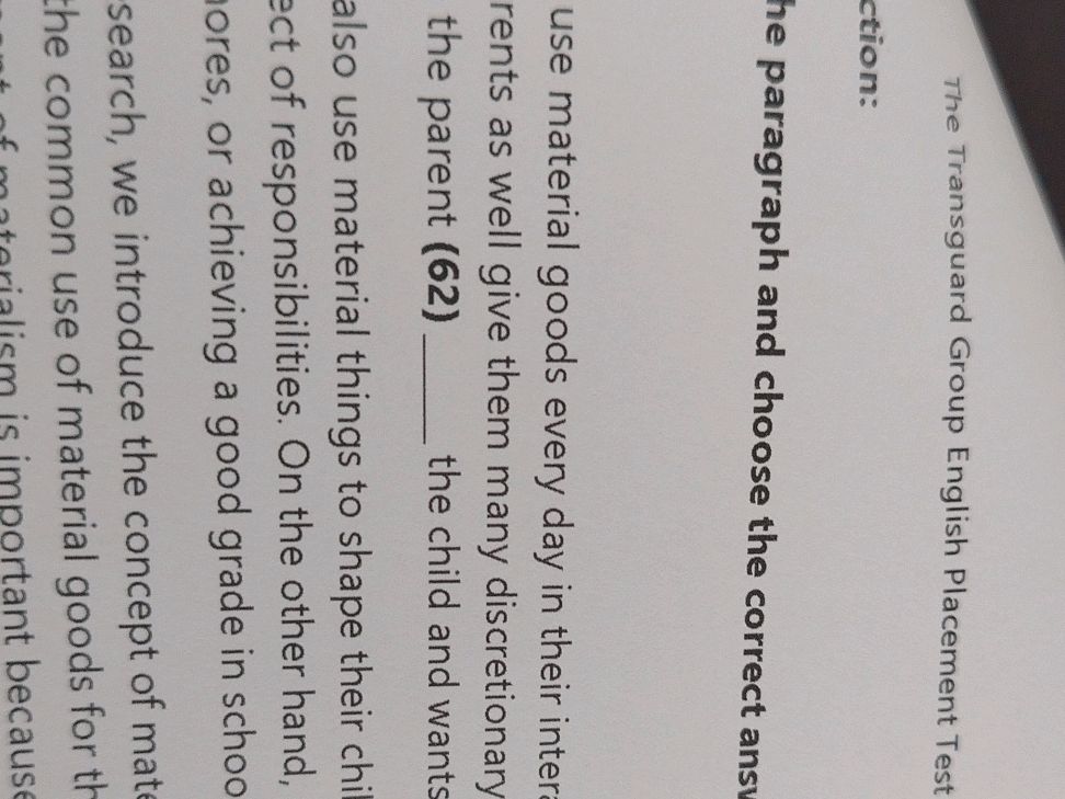 The paragraph and choose the correct answer. | StudyX