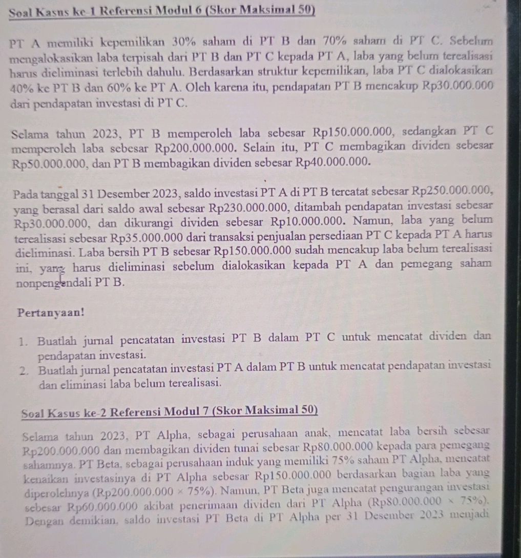 Soal Kasus ke 1 Referensi Modul 6 (Skor | StudyX