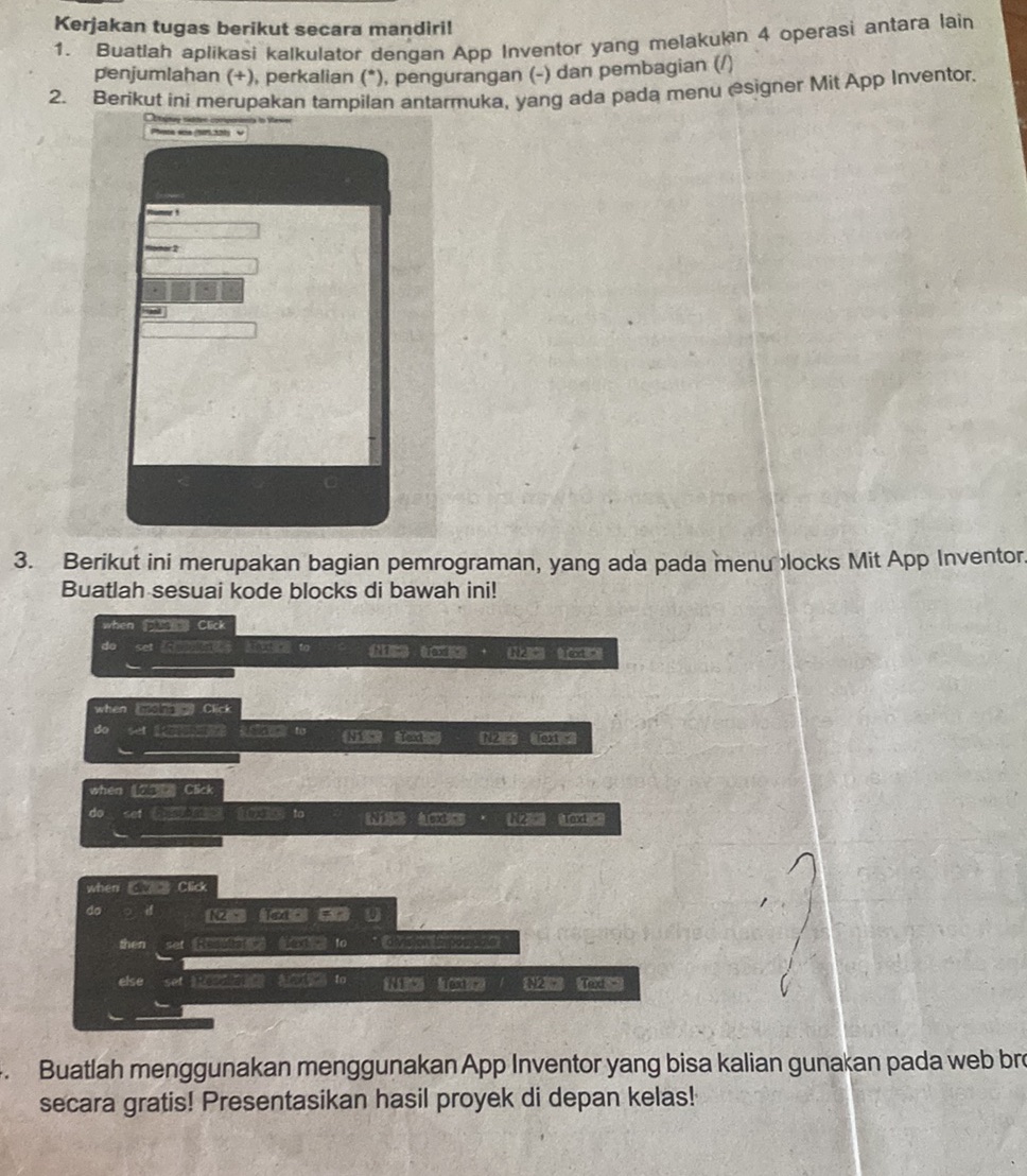 1. Buatlah aplikasi kalkulator dengan App | StudyX