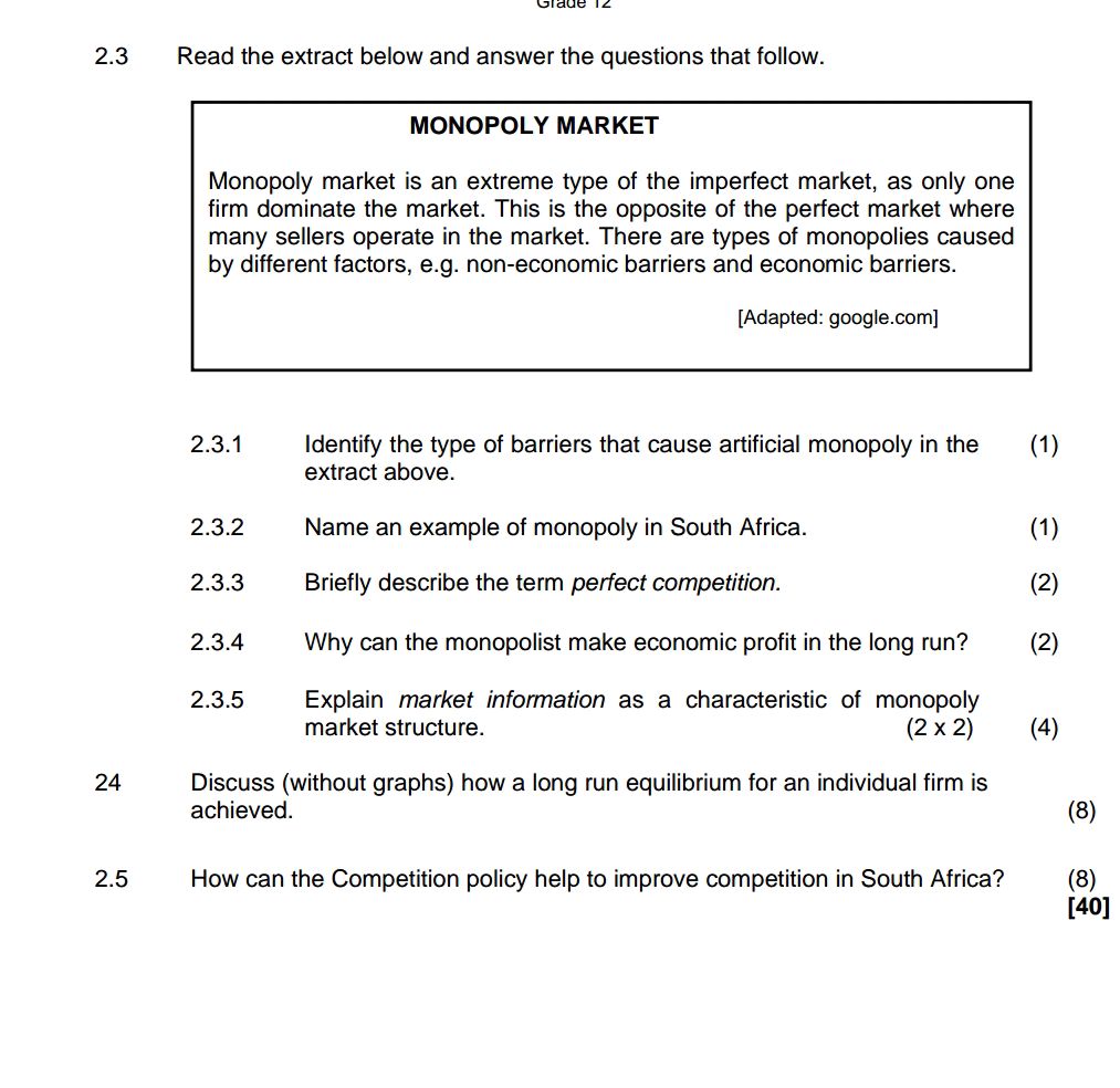 2.3 Read the extract below and answer the | StudyX