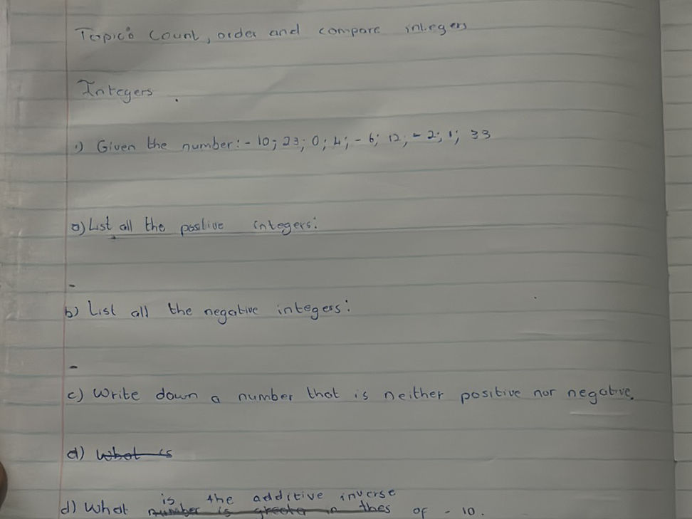 1) Given the number: -10; 23; 0; 4; -6; 12; | StudyX