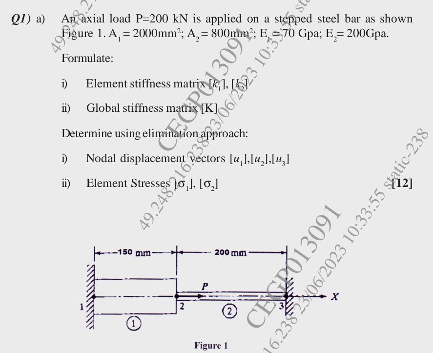 Q1) a) An axial load P=200 kN is applied on | StudyX
