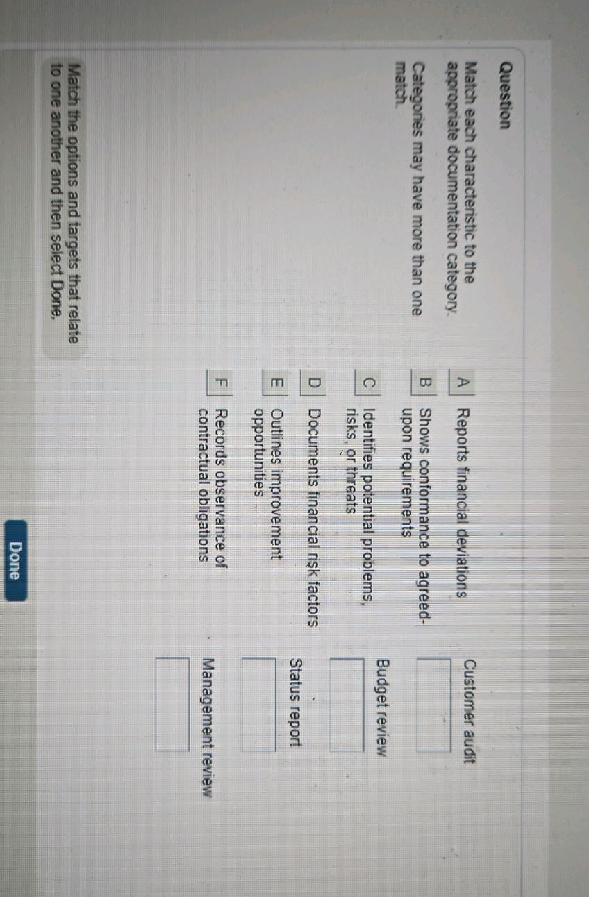 Match each characteristic to the appropriate | StudyX