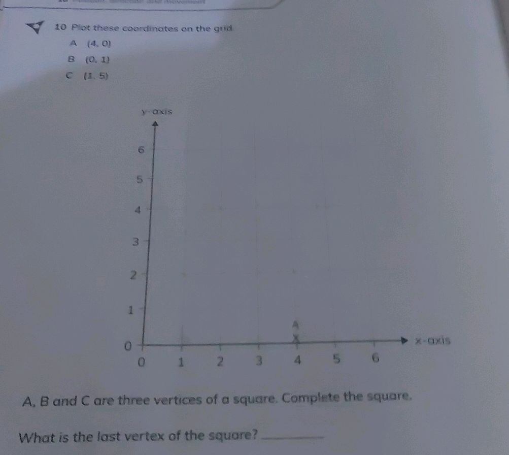 10 Plot these coordinates on the grid A (4, | StudyX