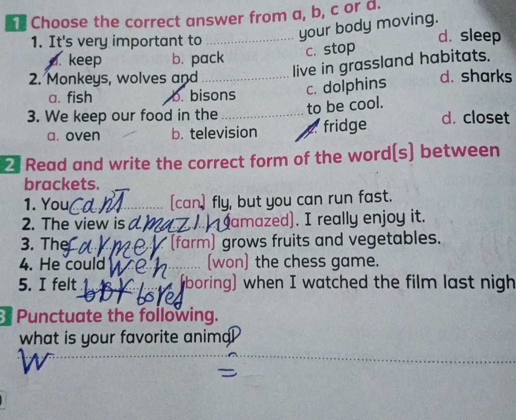 1. Choose the correct answer from a, b, c or | StudyX