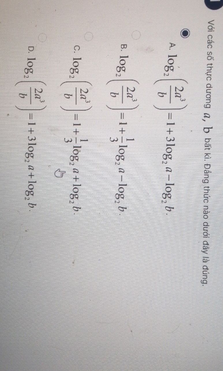 Với các số thực dương a, b bất kì. Đẳng thức | StudyX
