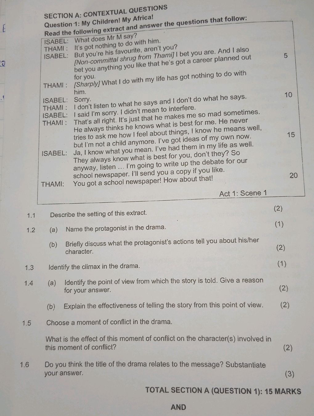 SECTION A: CONTEXTUAL QUESTIONS Question 1: | StudyX