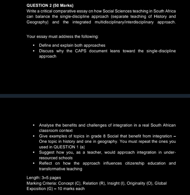 QUESTION 2 (50 Marks) Write a critical | StudyX