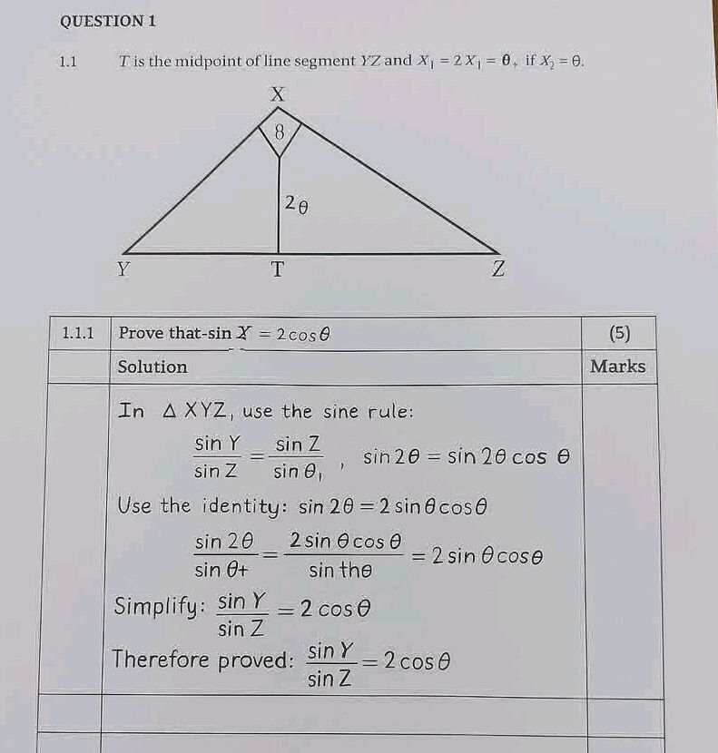 1. 1 T is the midpoint of line segment YZ | StudyX