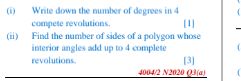 (i) Write down the number of degrees in 4 | StudyX