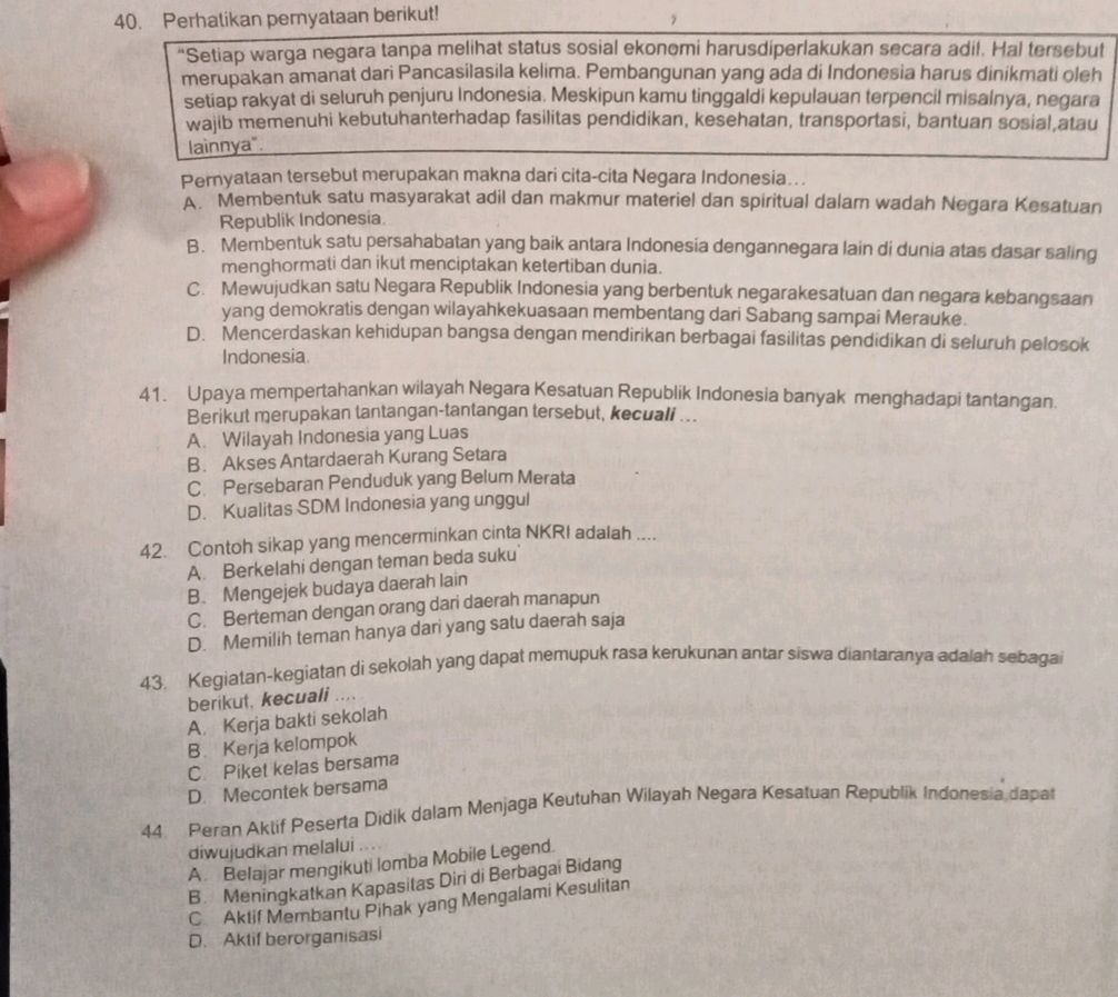 40. Perhatikan pernyataan berikut! "Setiap | StudyX