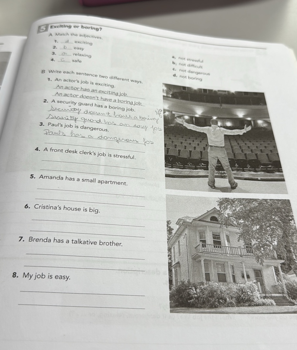 A Match the adjectives. 1. d exciting 2. b | StudyX