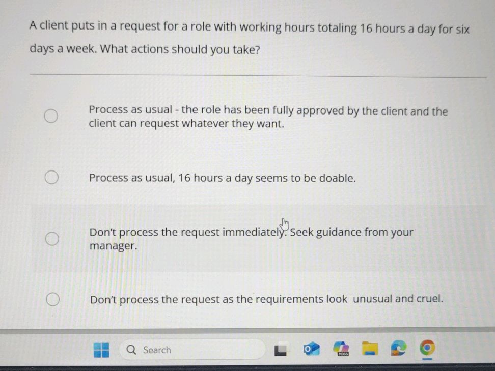 A client puts in a request for a role with