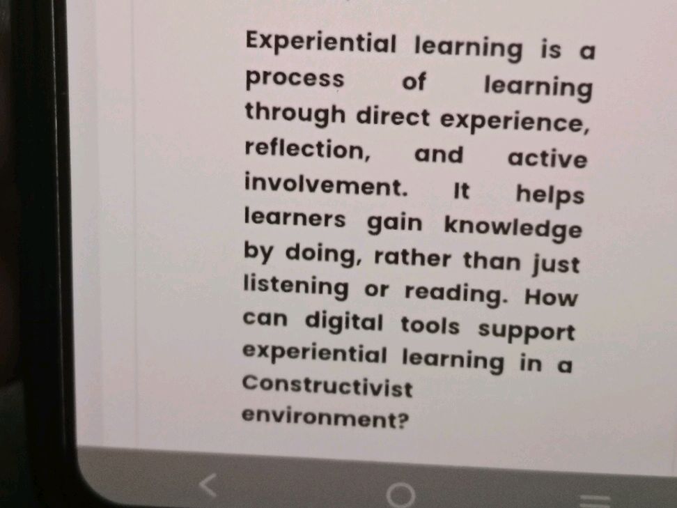 Experiential learning is a process of | StudyX