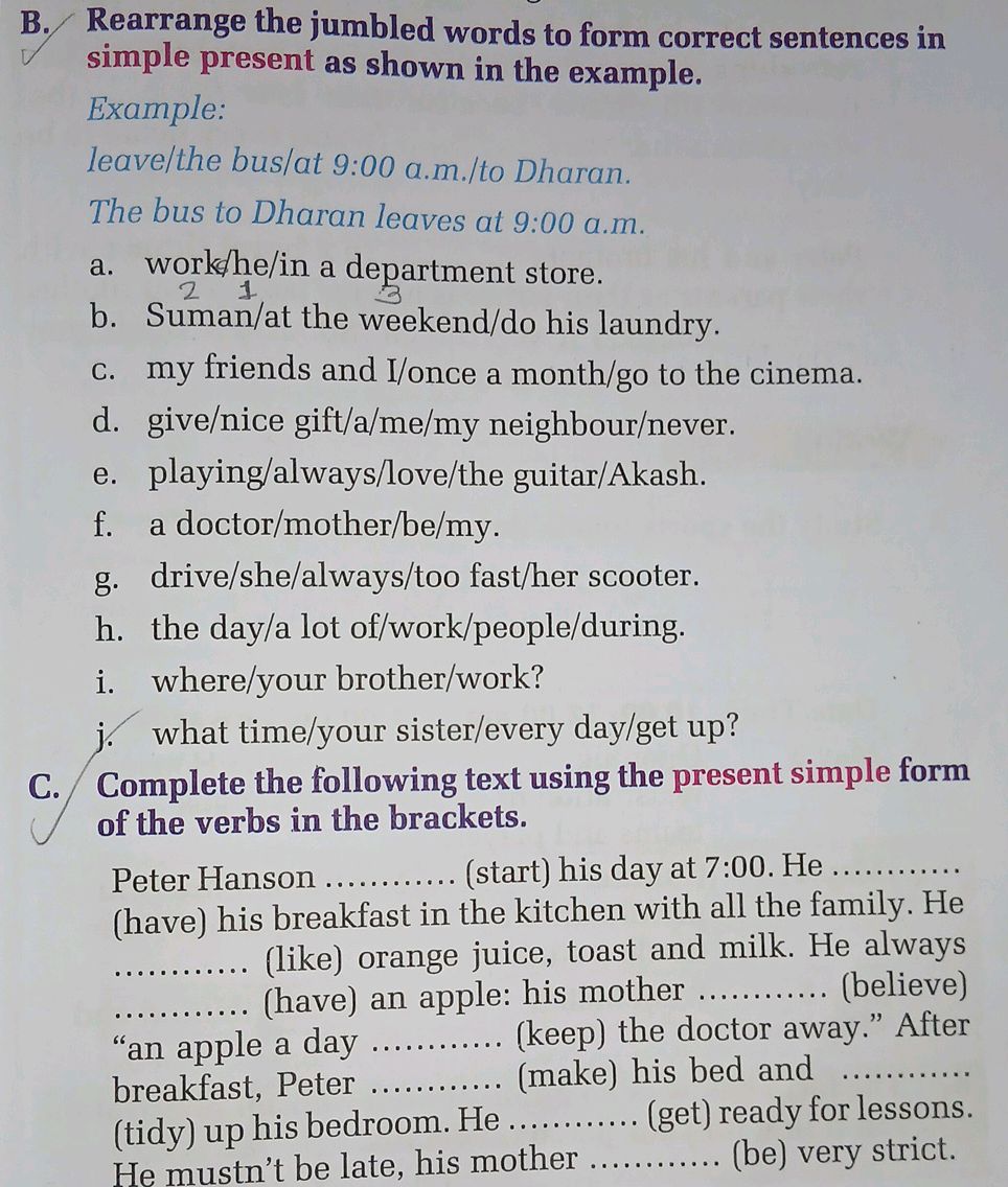 B. Rearrange the jumbled words to form | StudyX