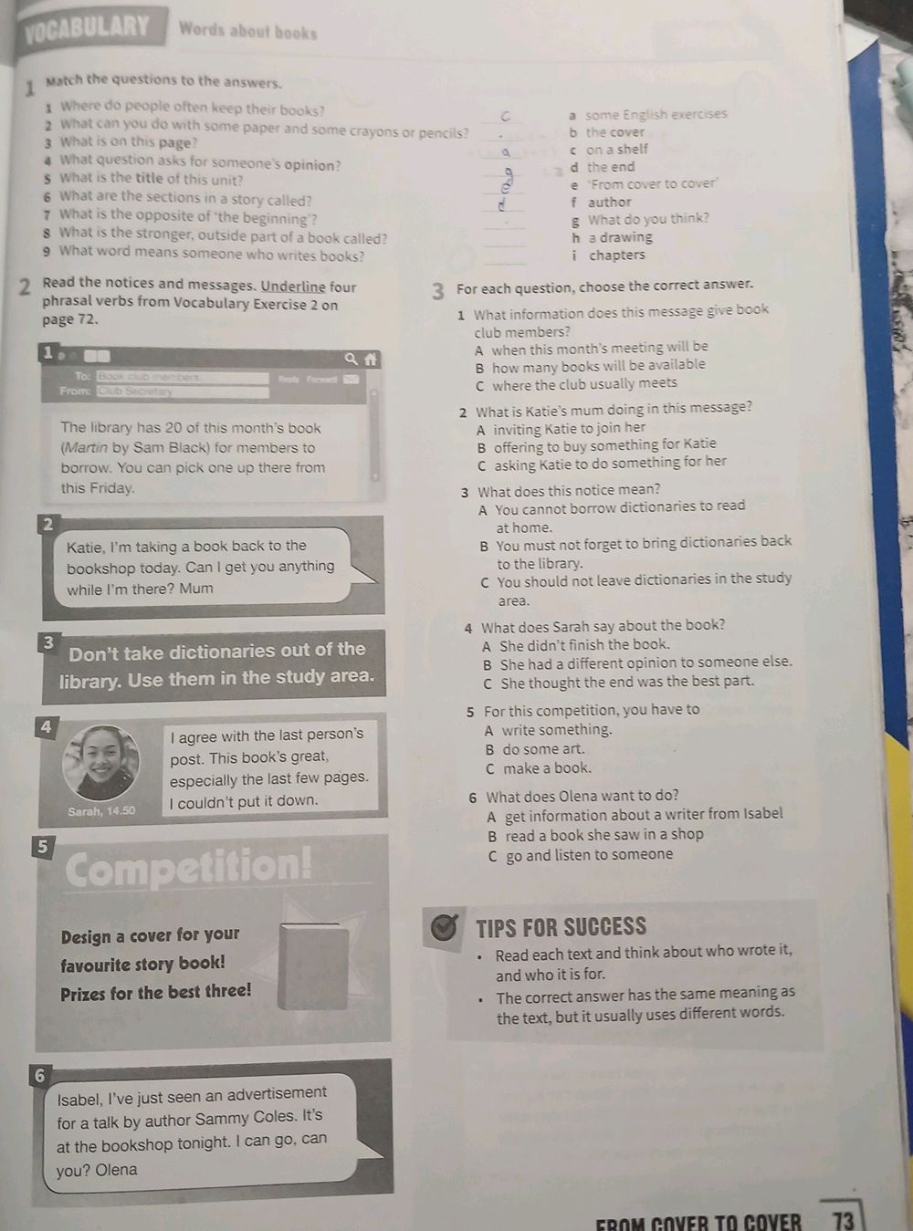 1 Match the questions to the answers. 1 | StudyX