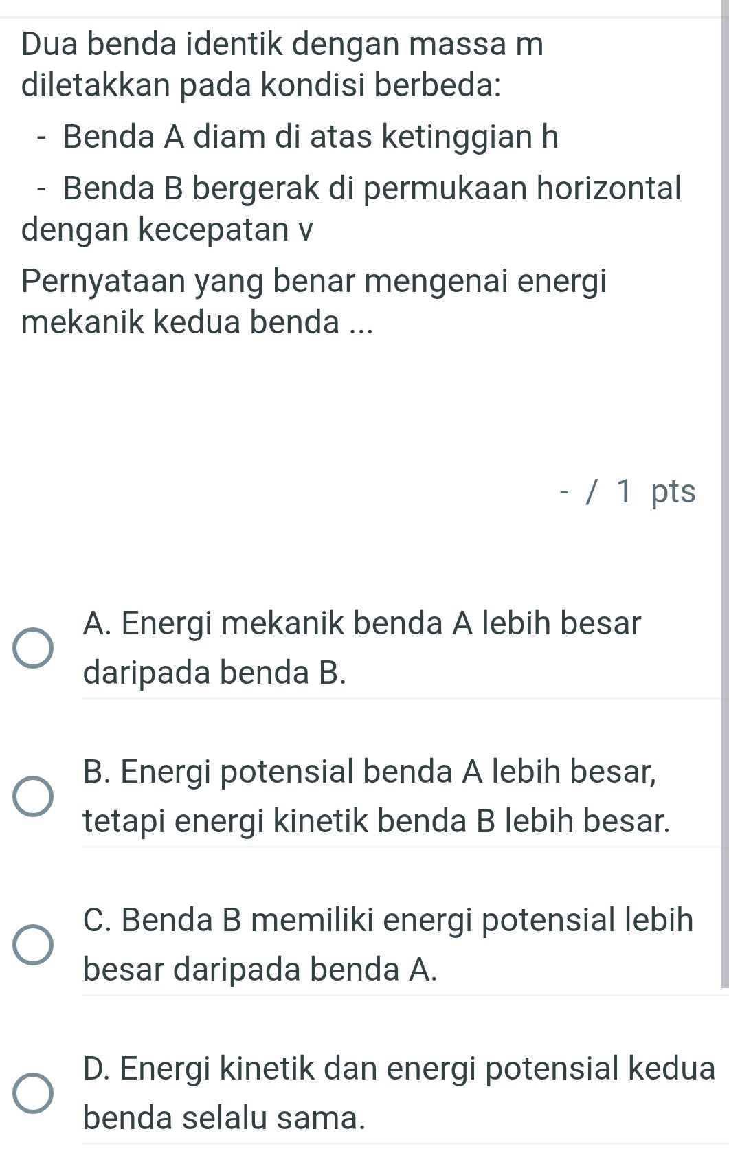 Dua benda identik dengan massa m diletakkan | StudyX