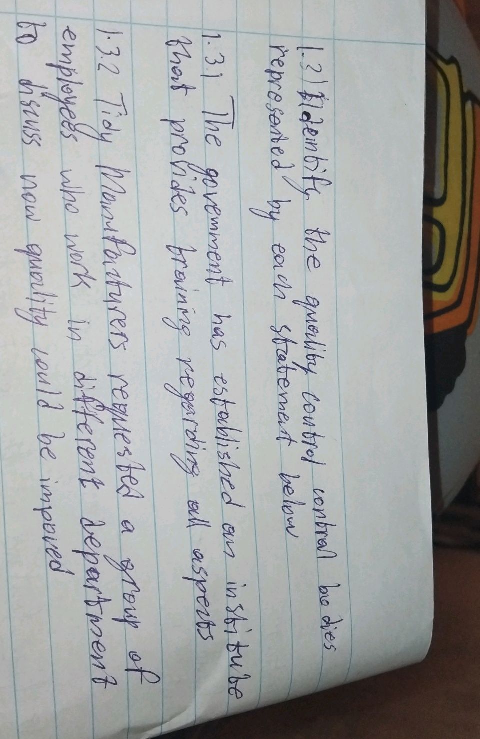 1.3) Identify the quality control control | StudyX