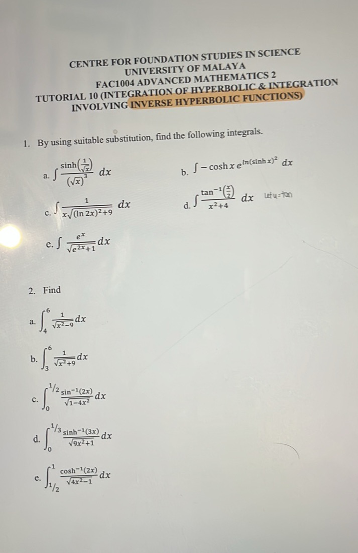 1. By using suitable substitution, find the | StudyX