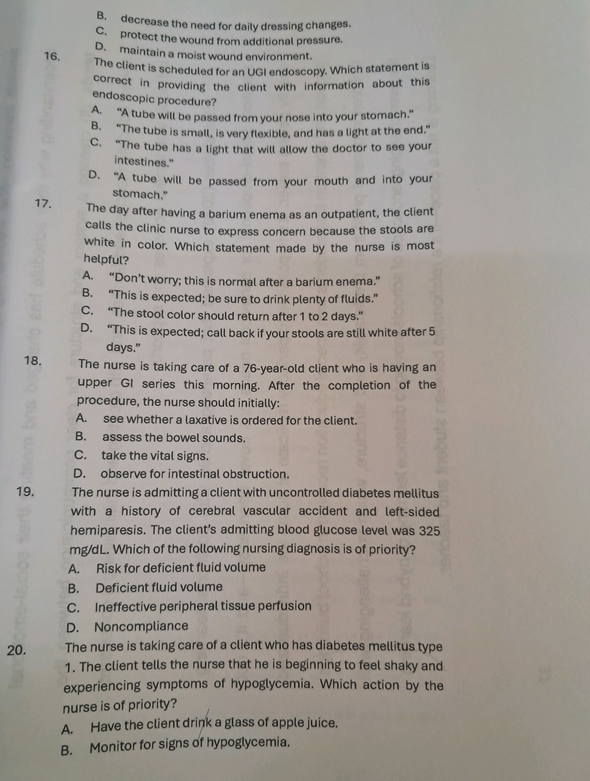 16. The client is scheduled for an UGI | StudyX