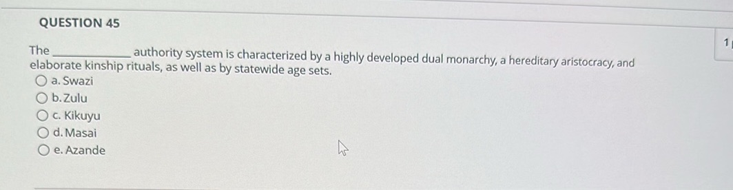 The ______ authority system is characterized | StudyX