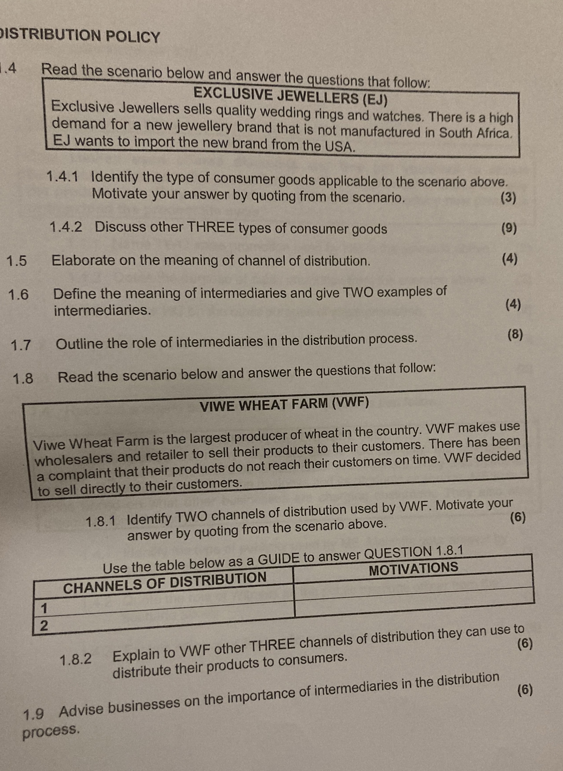 1.4 Read the scenario below and answer the | StudyX