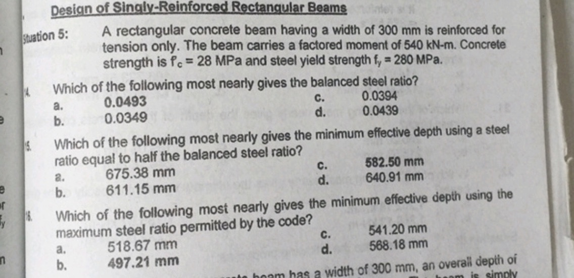 A rectangular concrete beam having a width | StudyX