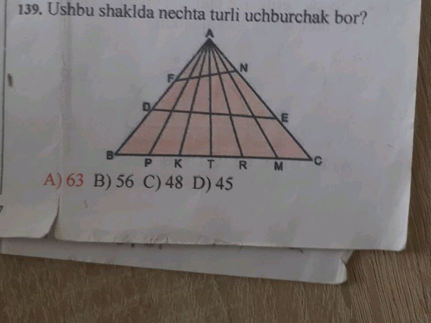139. Ushbu shaklda nechta turli uchburchak | StudyX
