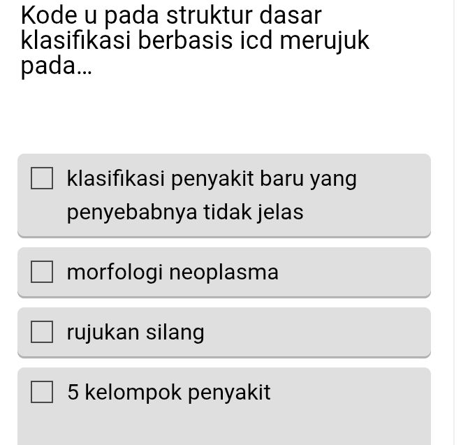 Kode u pada struktur dasar klasifikasi | StudyX