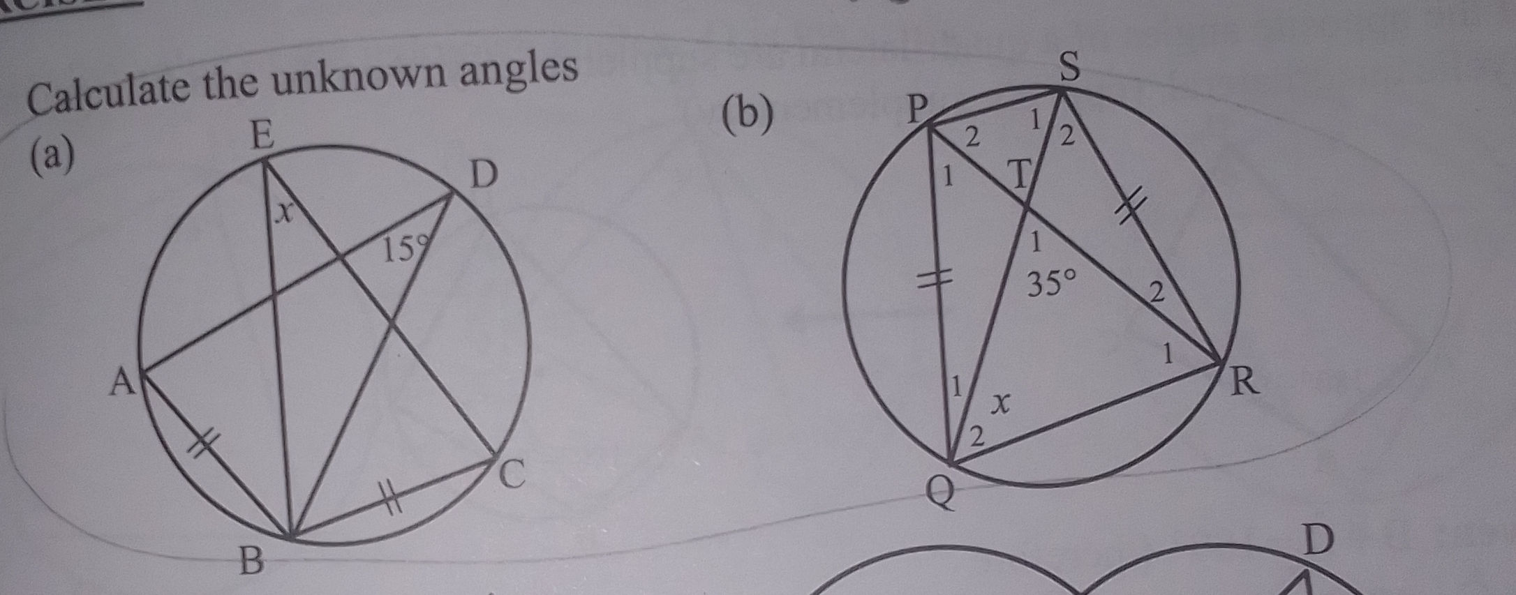 Calculate the unknown angles (a) The | StudyX