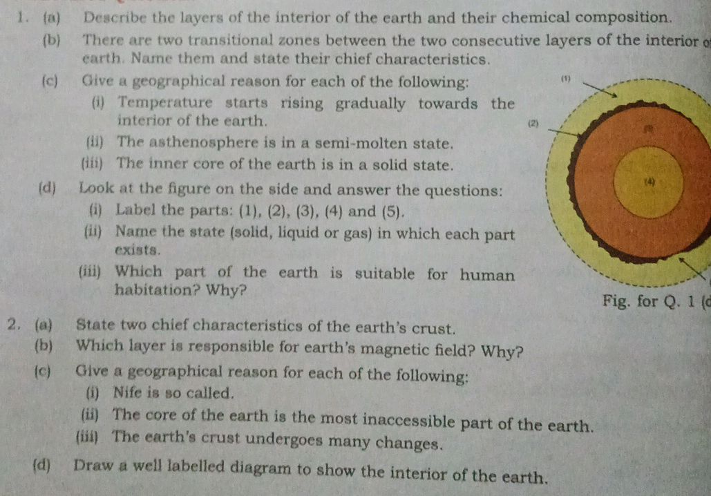 1. (a) Describe the layers of the interior | StudyX