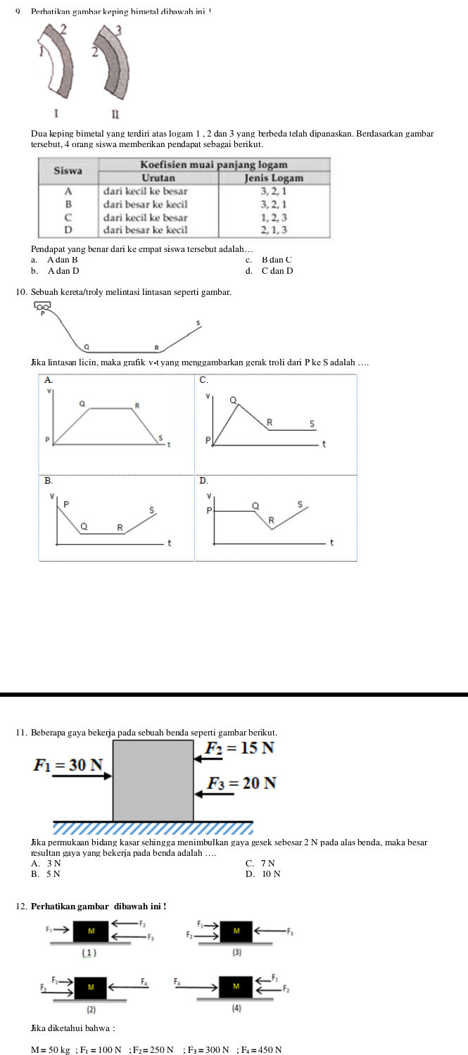 9. Perhatikan gambar keping bimetal dibawah | StudyX