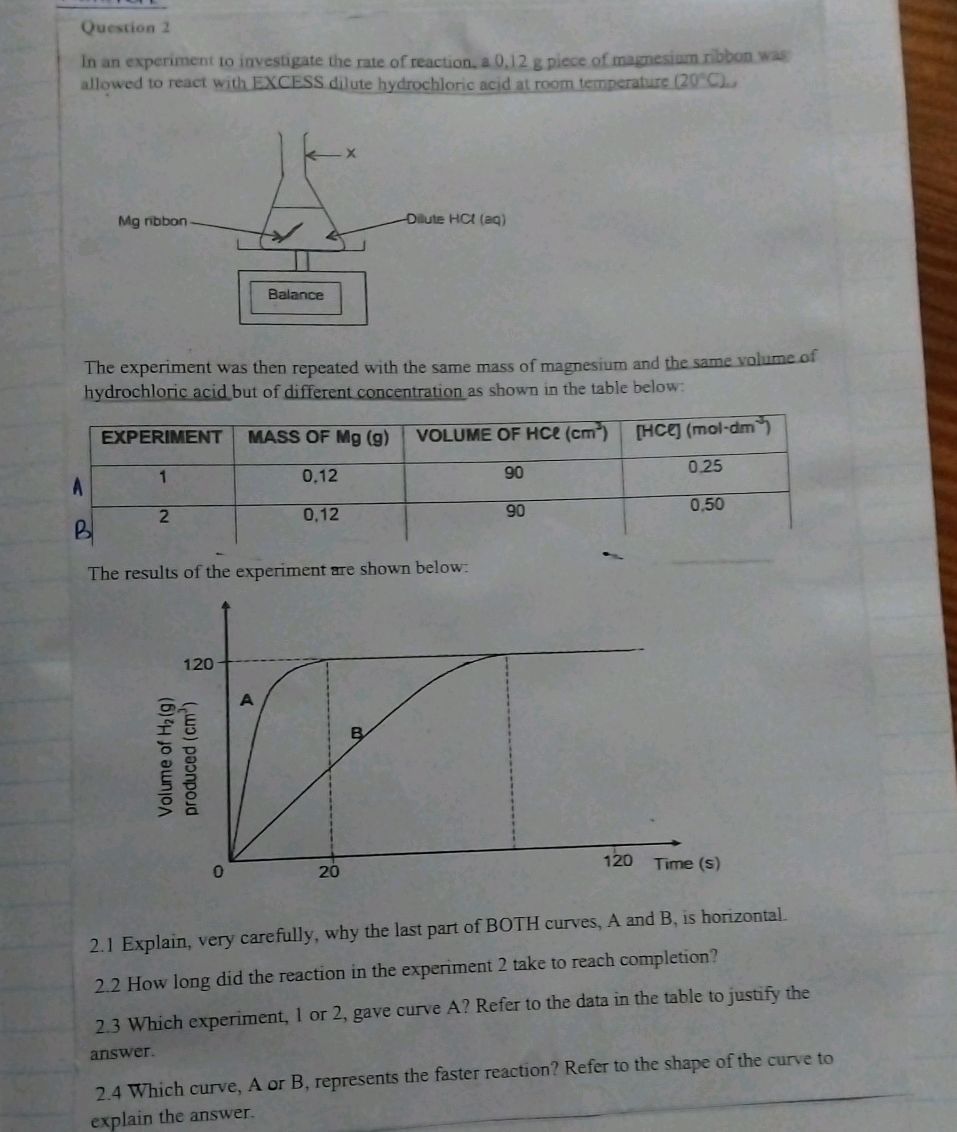 In an experiment to investigate the rate of | StudyX