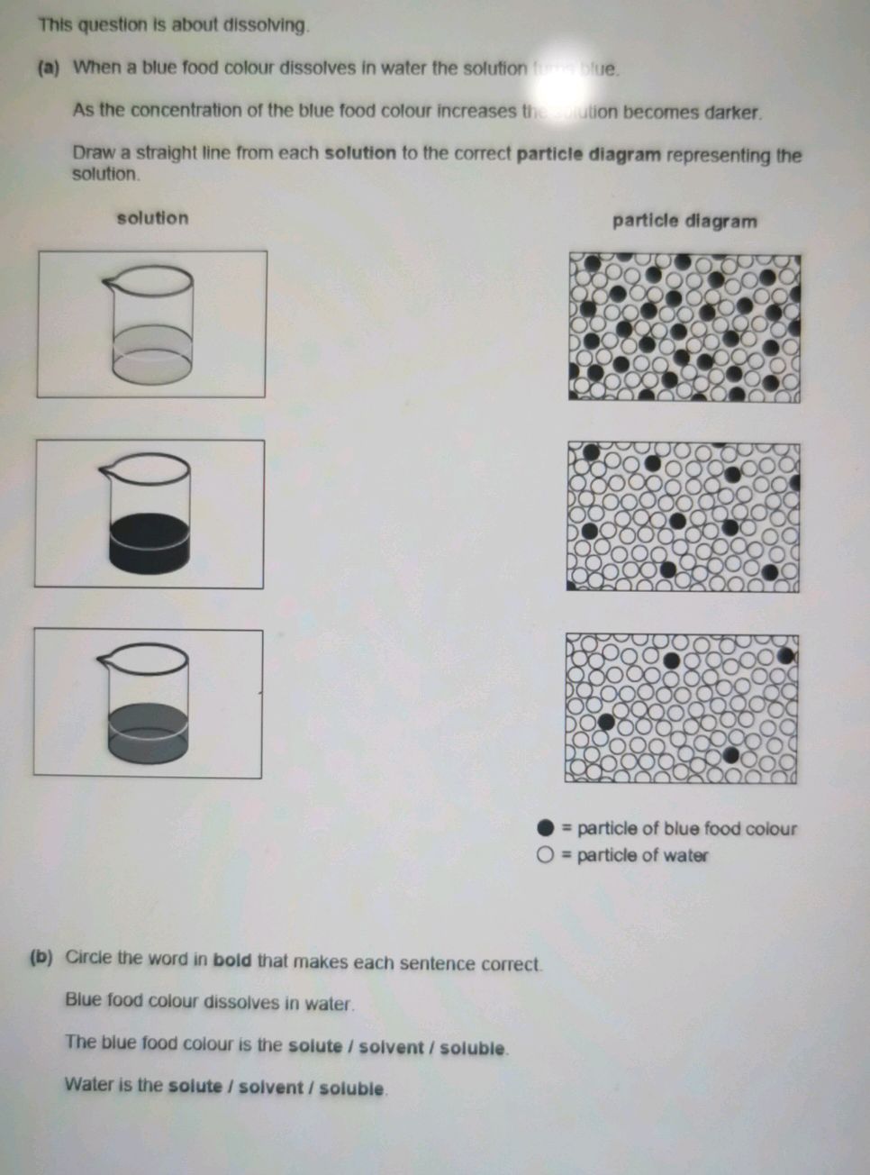 (a) When a blue food colour dissolves in | StudyX