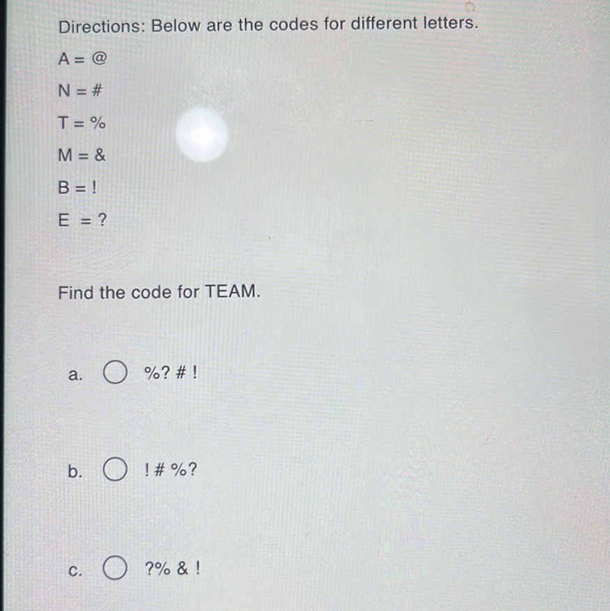Directions: Below are the codes for | StudyX