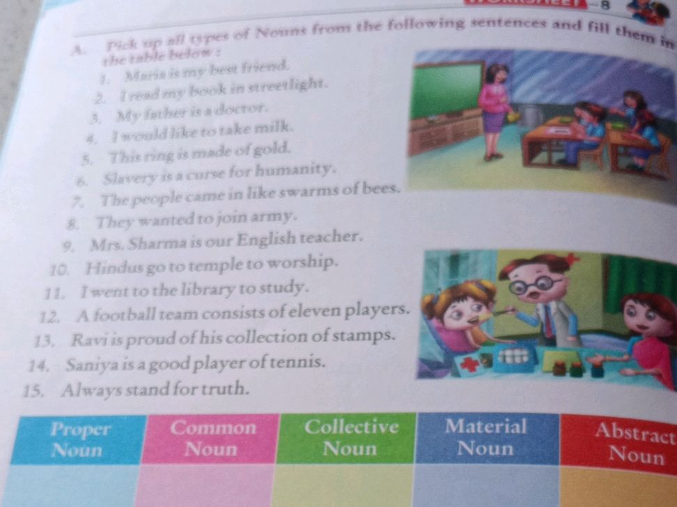 A. Pick up all types of Nouns from the | StudyX