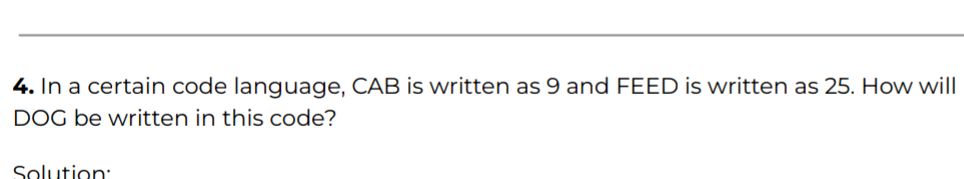 4. In a certain code language, CAB is | StudyX