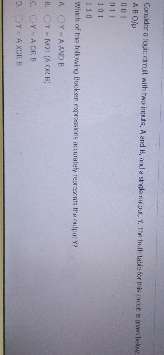 Consider a logic circuit with two inputs, A | StudyX