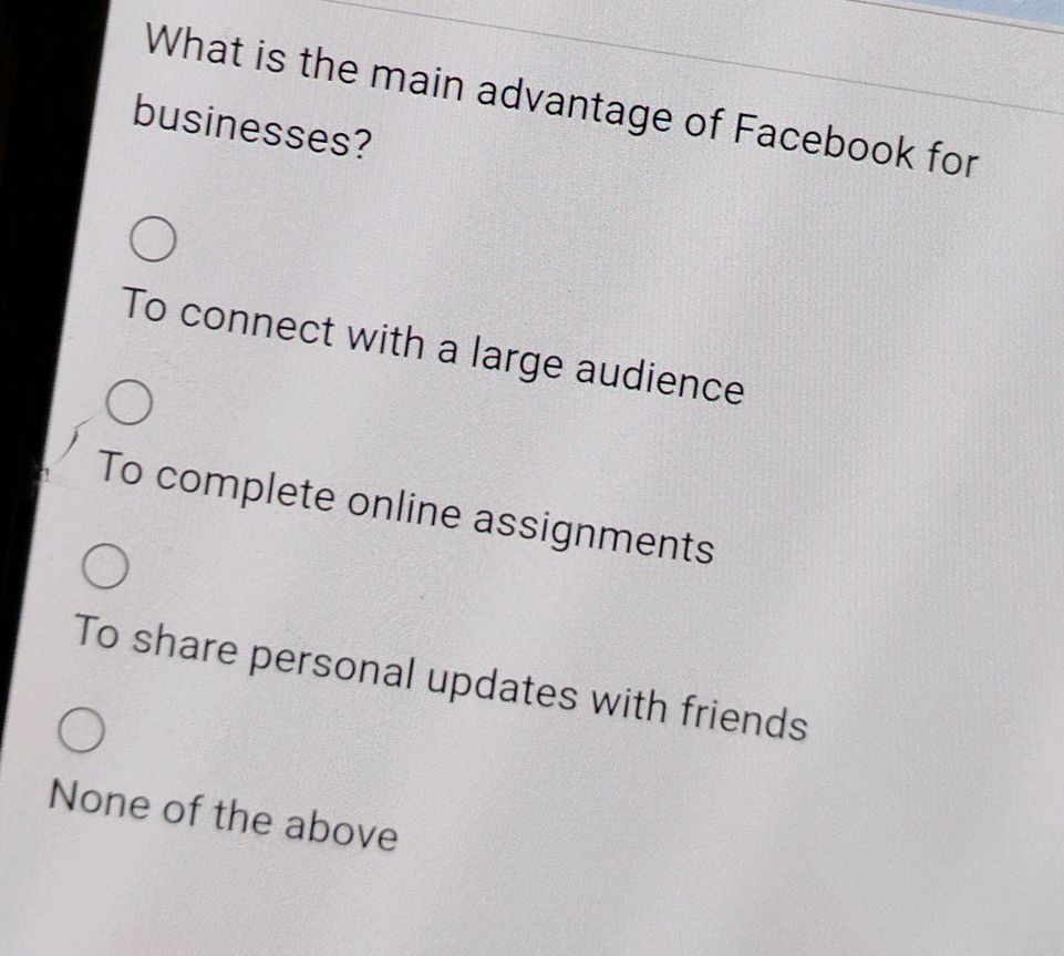 What is the main advantage of Facebook for | StudyX