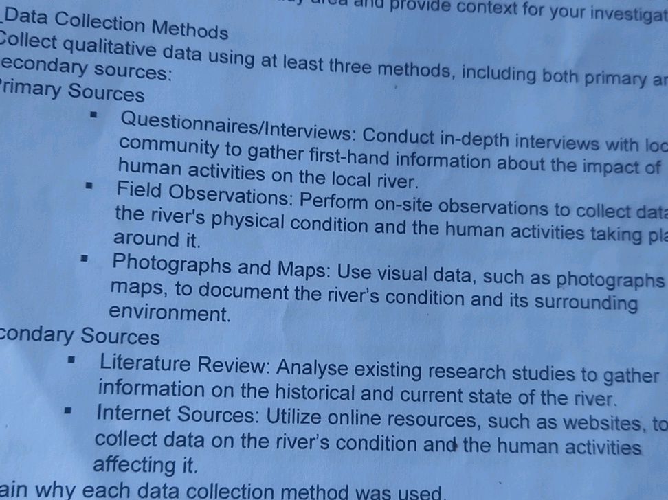 Data Collection Methods Collect qualitative | StudyX