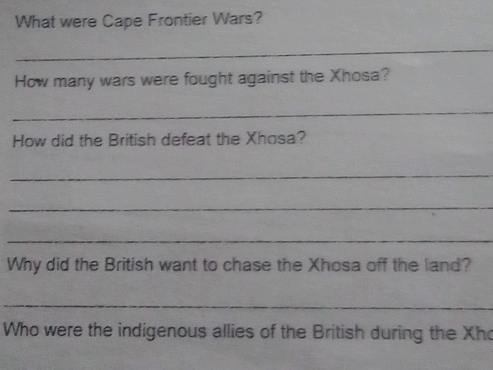 What were Cape Frontier Wars? How many wars | StudyX