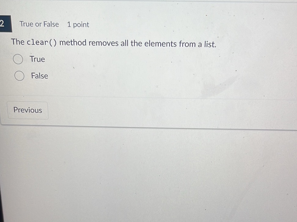 The clear() method removes all the elements | StudyX