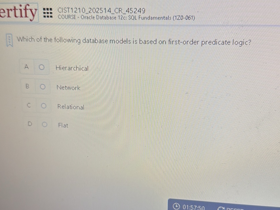 Which of the following database models is | StudyX