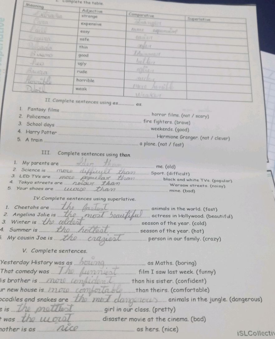 I. Complete the table. | Meaning | | StudyX