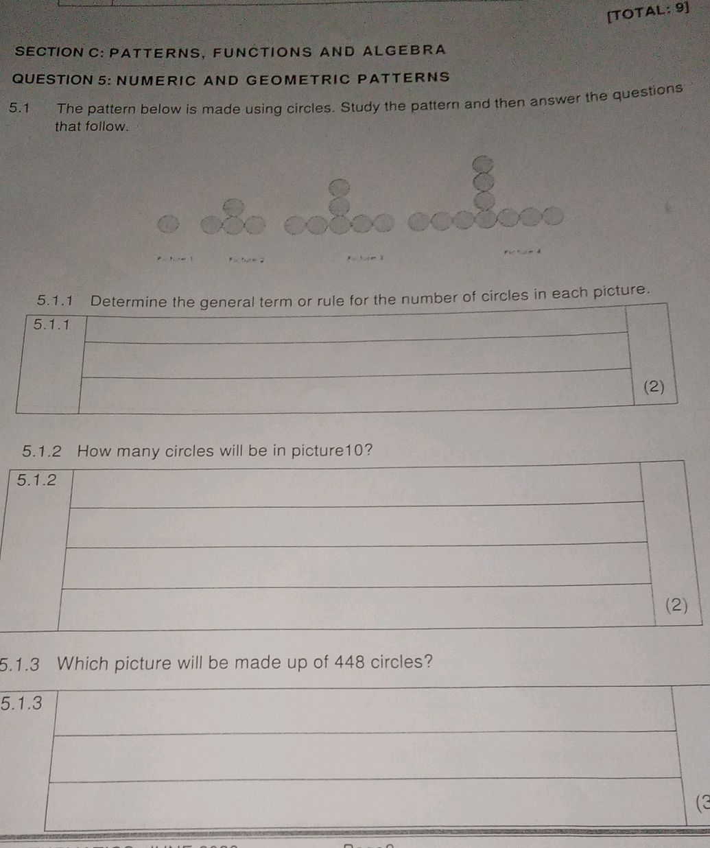 5. The pattern below is made using circles. | StudyX